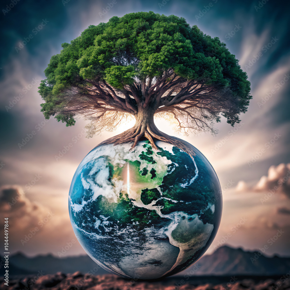 tree on earth. earth, globe, planet, world, tree, nature, map, green ...