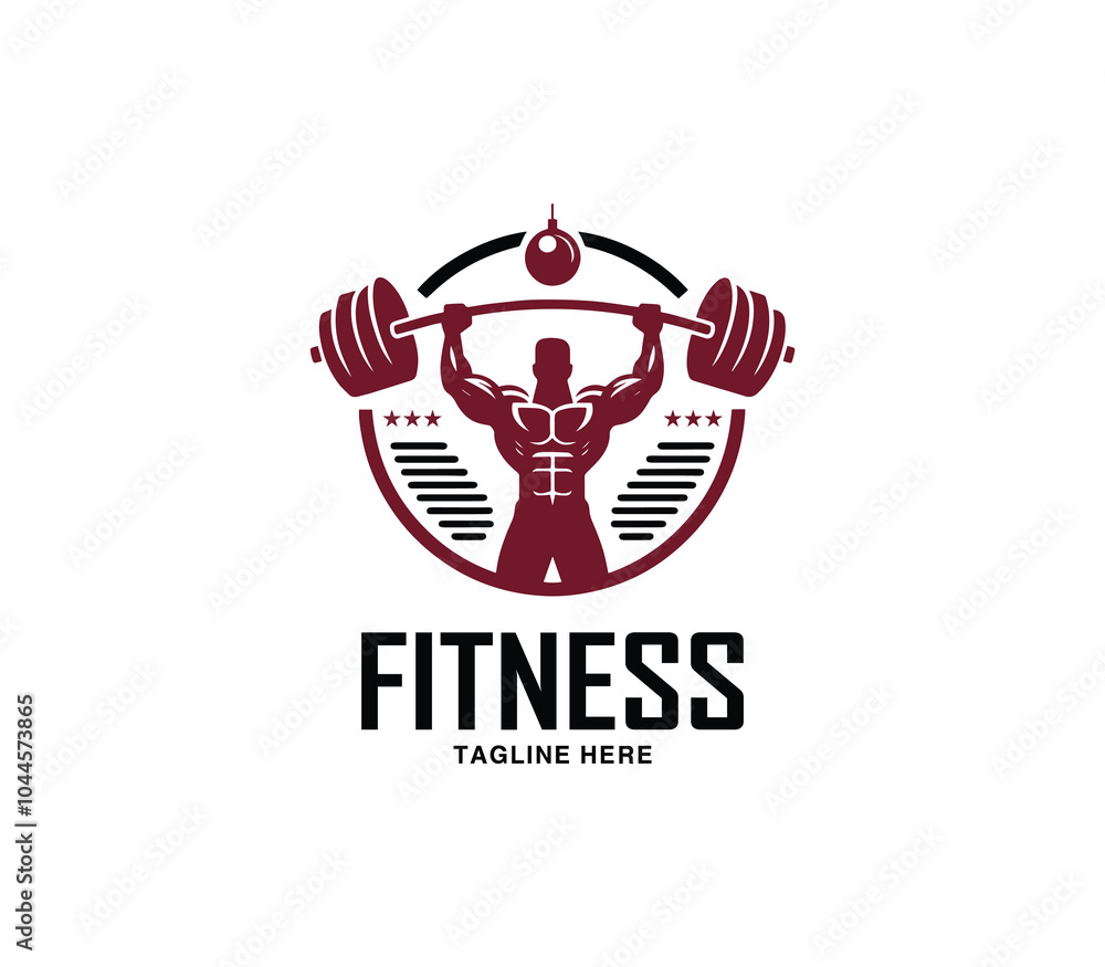 Fitness and gym body building logo design. Silhouette of bodybuilder ...