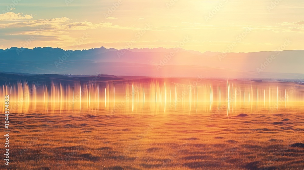 Sound waves radiating across a serene landscape, symbolizing the ...