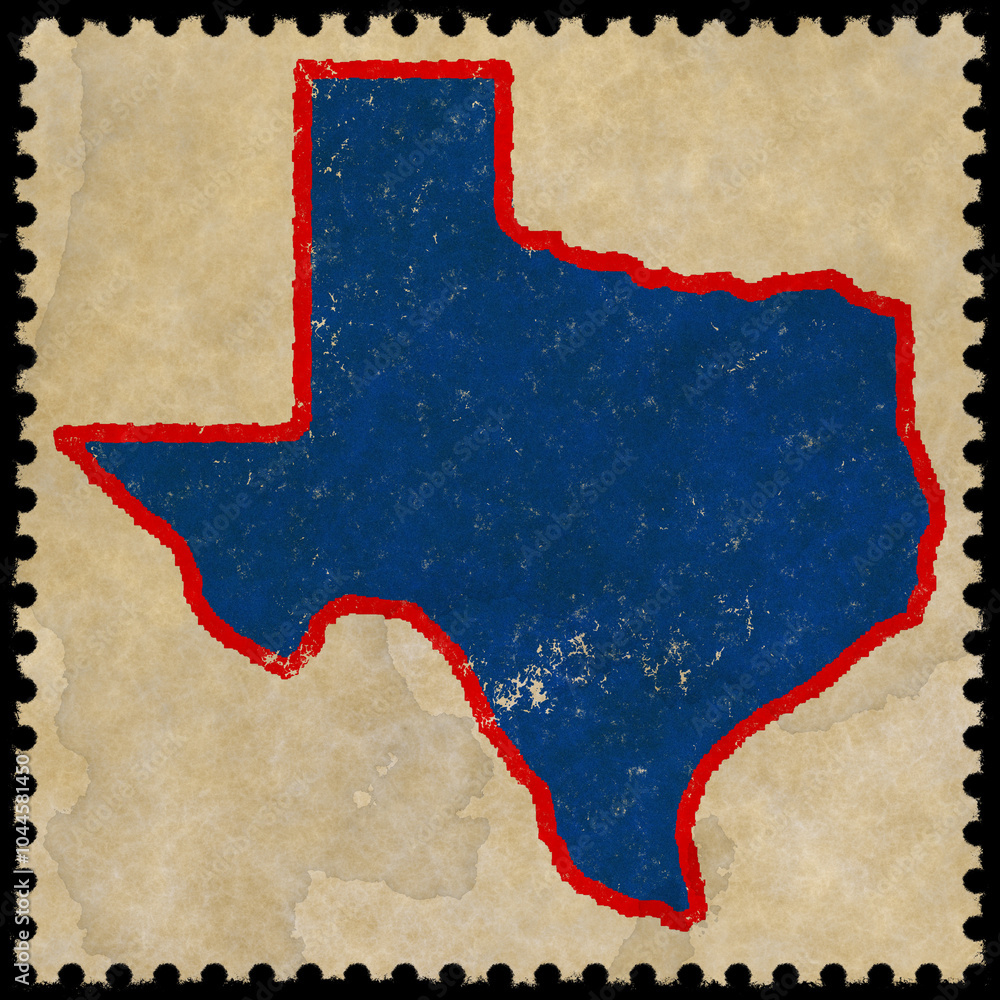 postage stamp with Texas map outline Stock Illustration | Adobe Stock