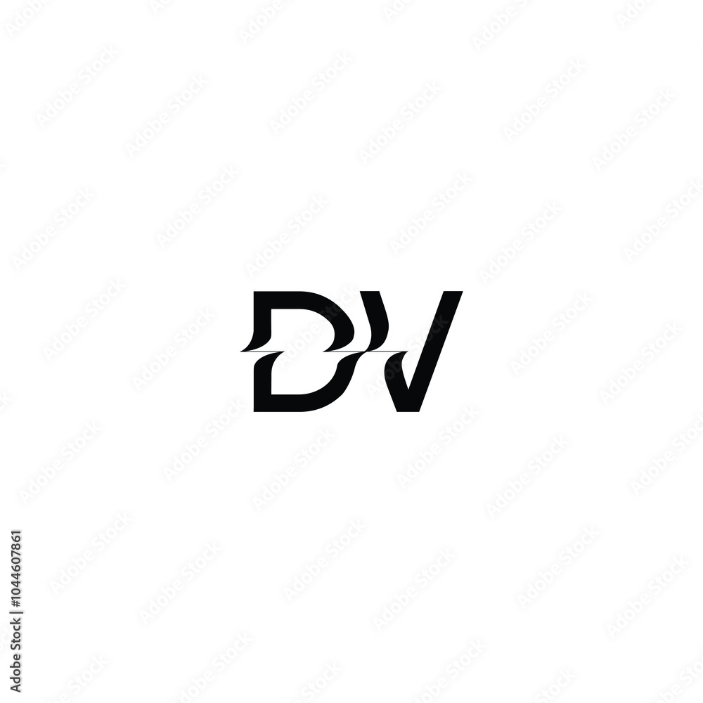 DV monogram logo design letter text name symbol monochrome logotype ...