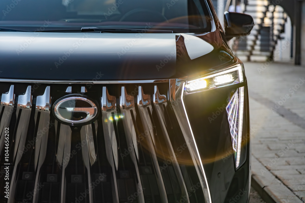 Russia, Moscow - September 5, 2024: Black chinese minivan GAC M8 , VAN ...