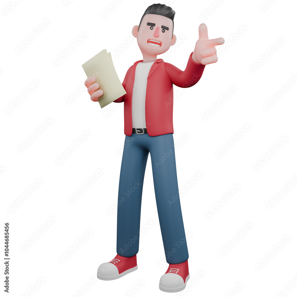 Cartoon Singer 3D Model. A male singer is holding a lyric book and ...