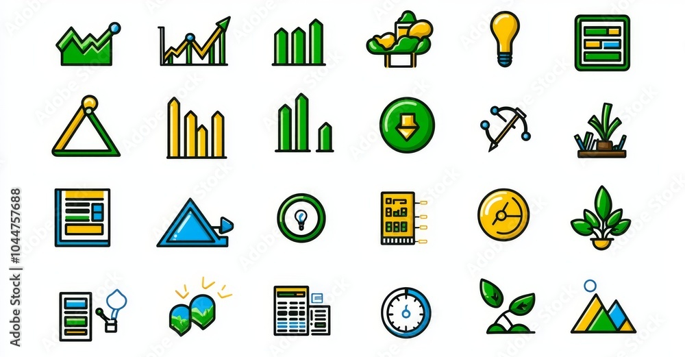 Graph line icons for infographic statistics presentation - data ...