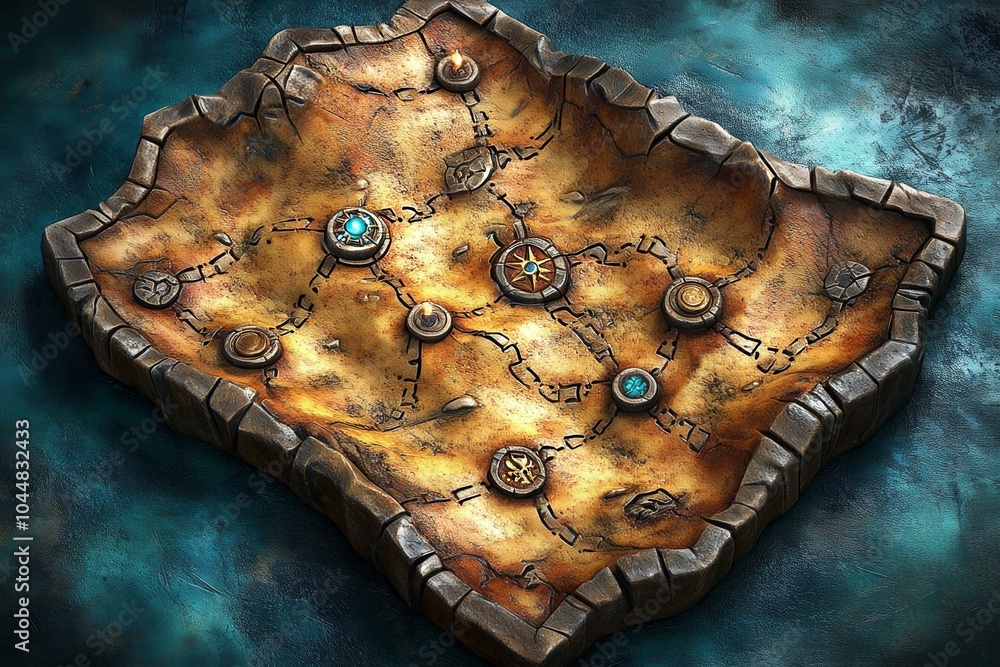 Ancient Map, Treasure Hunt Clues Stock Illustration | Adobe Stock