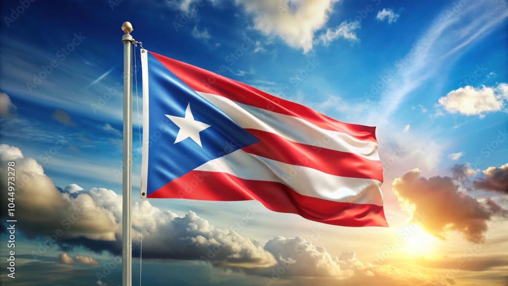 Puerto Rico flag waving in the wind, Puerto Rico, flag, waving, Caribbean, island, territory ...