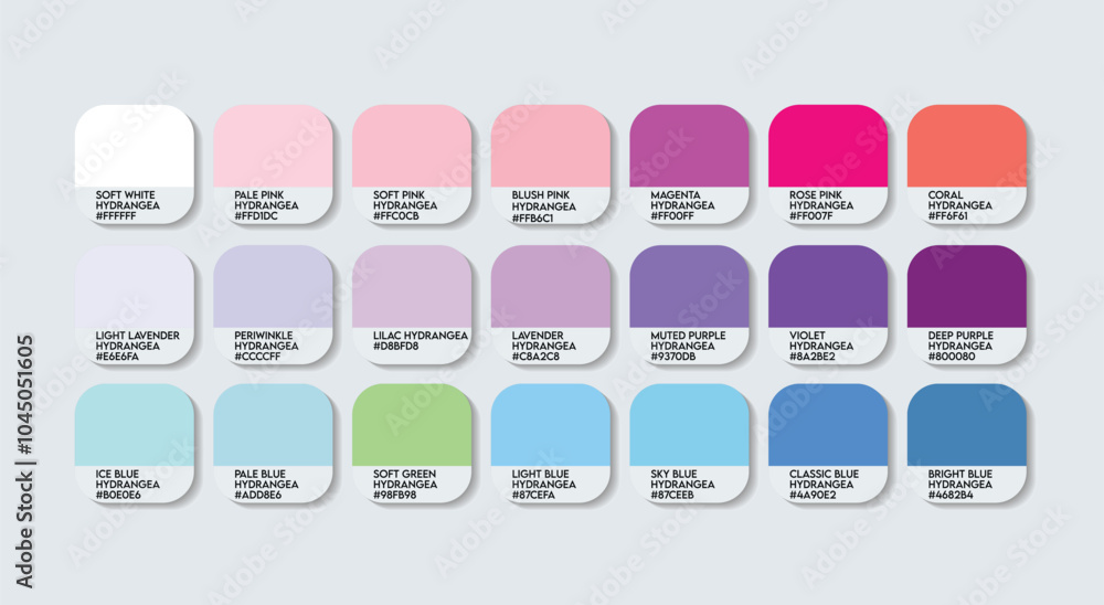 Hydrangea Flower Color Palette, Hydrangea Flower Color Guide Palette ...