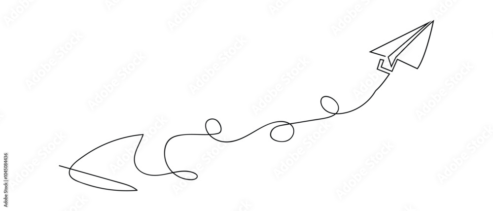 Paper plane continuous one line art style. The airplane made from paper ...