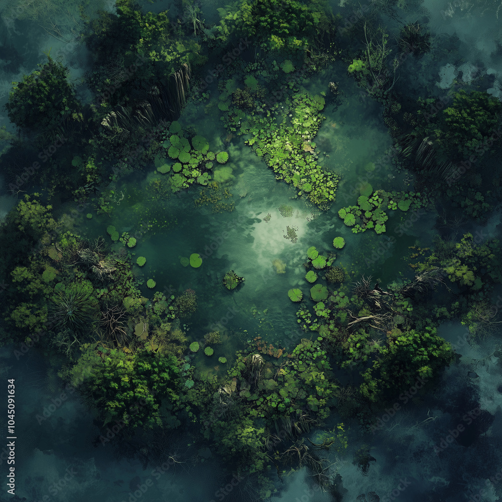 Enchanted Toxic Swamp Battle Map - Top-Down Digital Art Style for RPG ...