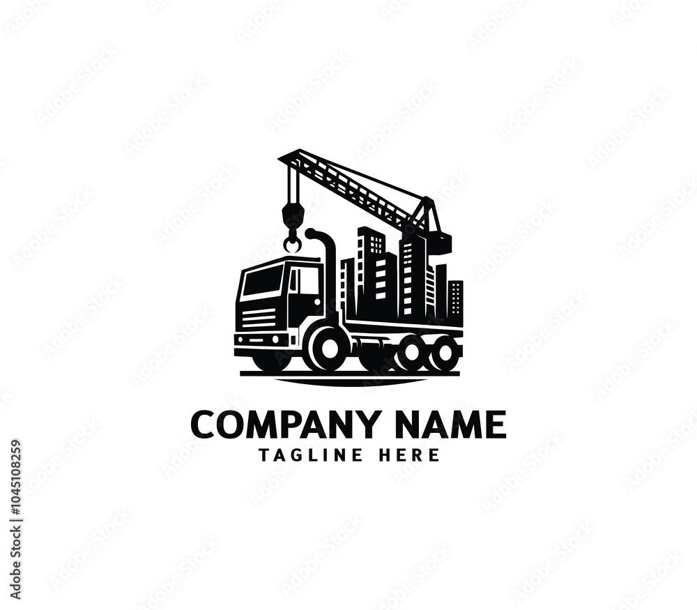 Vector crane truck logo design. Industrial logo. Construction heavy ...