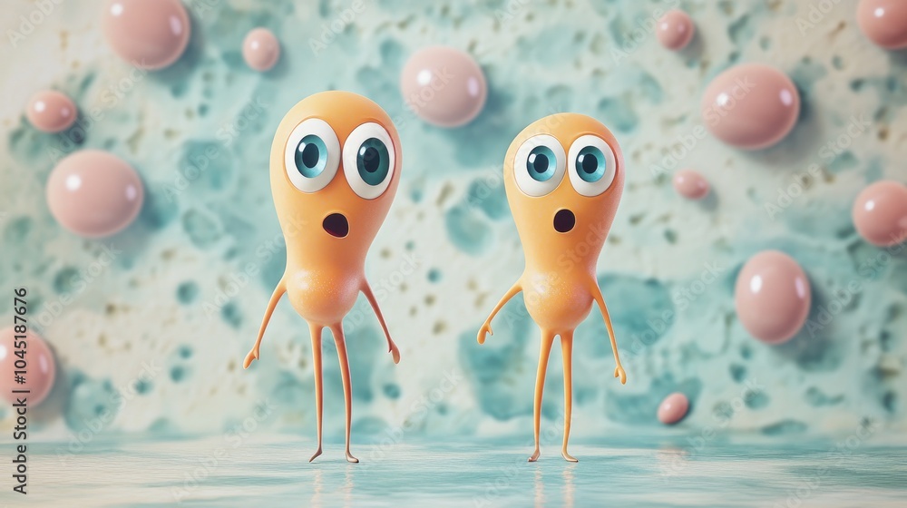 Cartoon Characters of Sperm and Ovum Stock Illustration | Adobe Stock