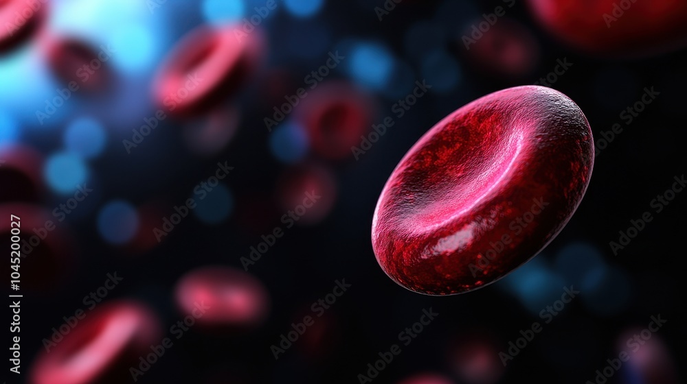 Close-up of red blood cells with visible sickle cells caused by sickle ...
