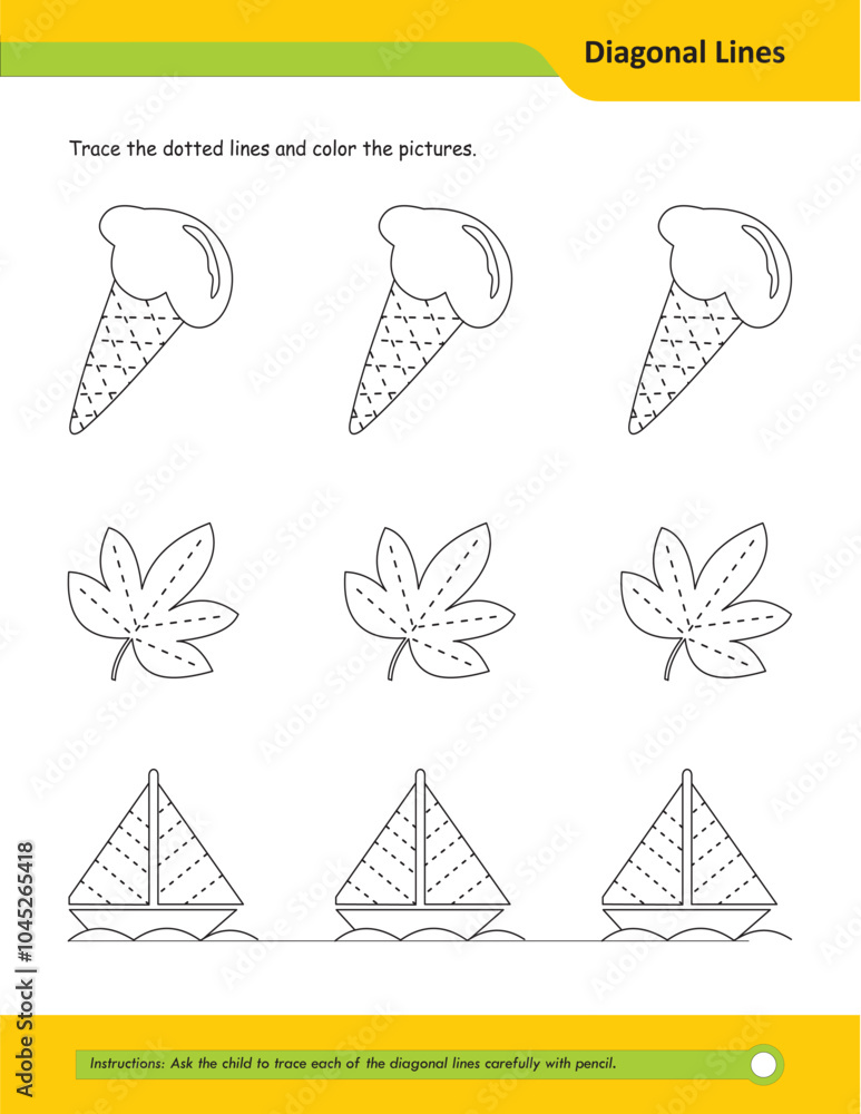 Vector de Stock Prewriting skills, line practice sheet for kindergarten ...