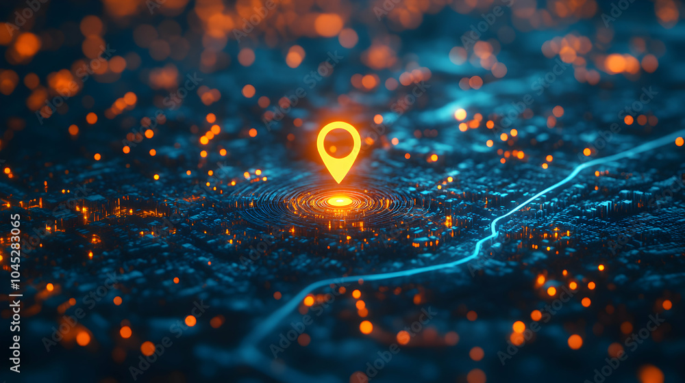 Simple Digital Map with Location Pin Highlighting a Specific Point on a ...