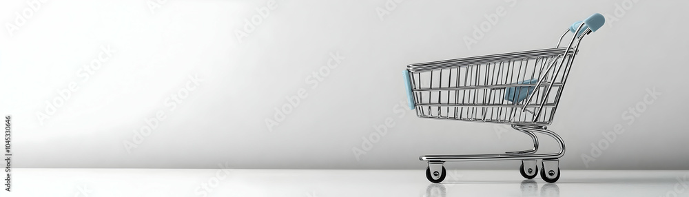 Glossy Shopping Cart Close Up Shiny Metallic Shopping Cart Pure White ...