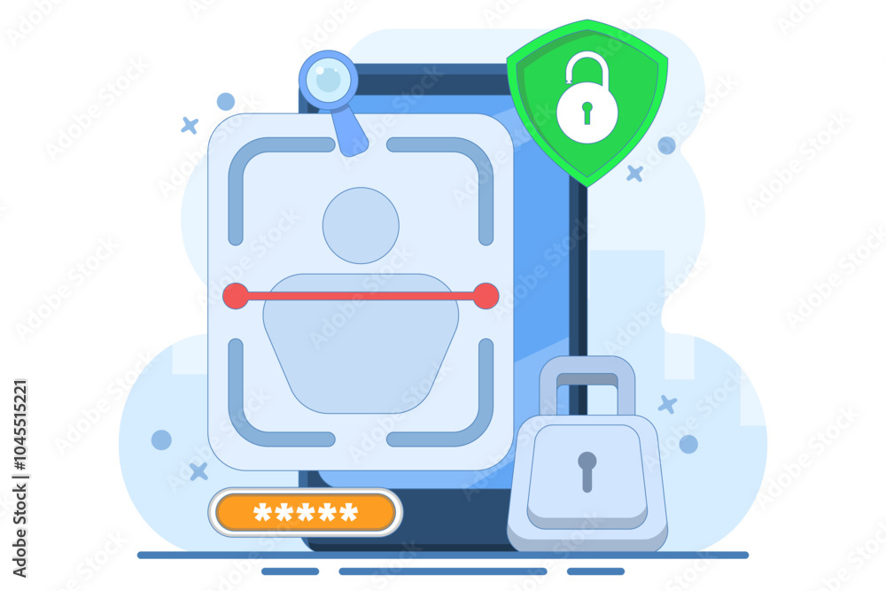 facial recognition technology concept. identification and ...