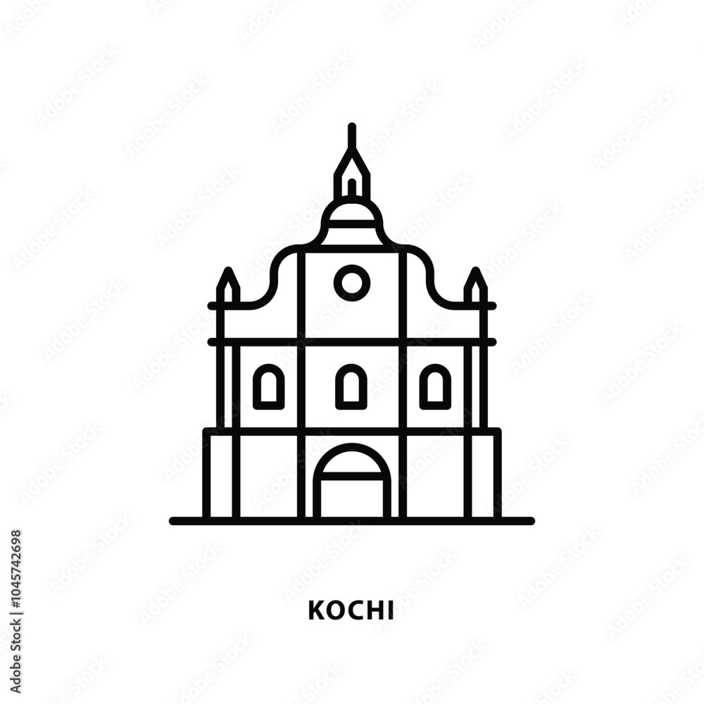 Indian city icon. Kochi-St Francis Church. Kerala. Minimal vector ...