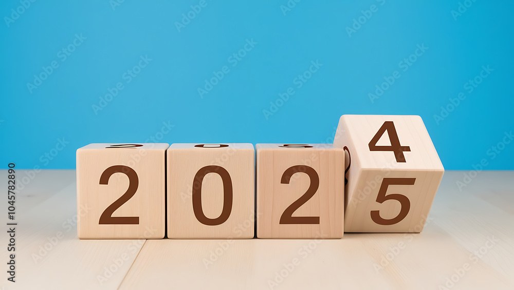 New Year 2025 Transition - Wooden Blocks Changing from 2024 to 2025 ...