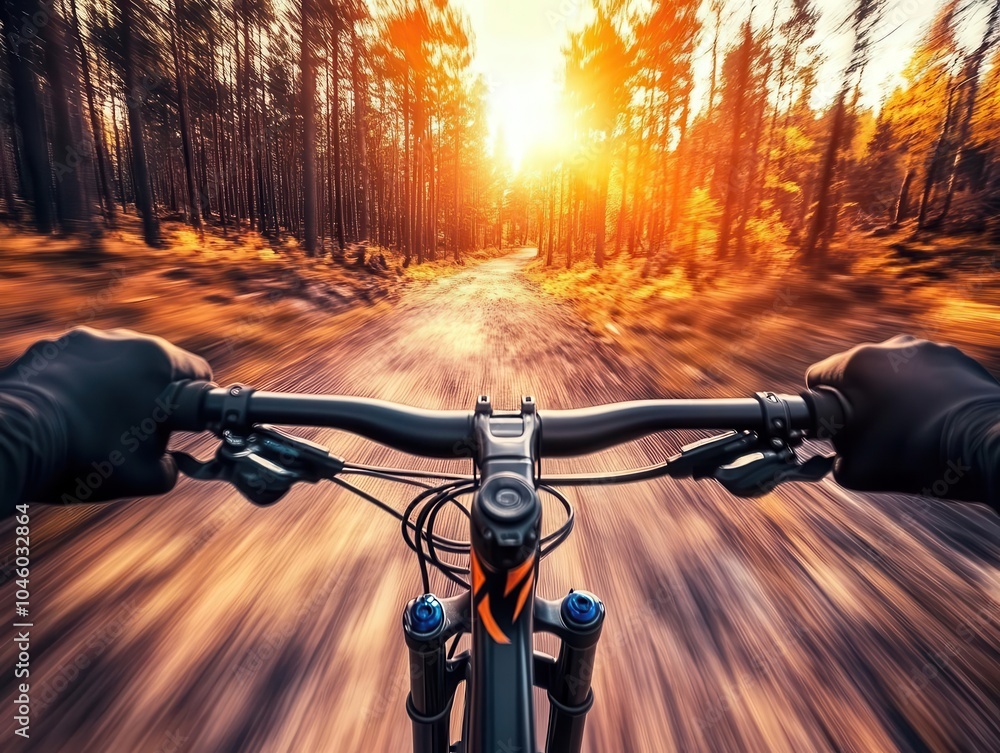 Cycling in nature, dynamic action, vibrant colors, scenic routes ...