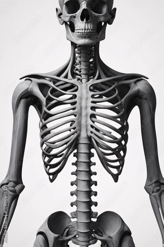 Skeleton, anatomy, bones, ribcage, skull, spine, vertebrae, thorax ...