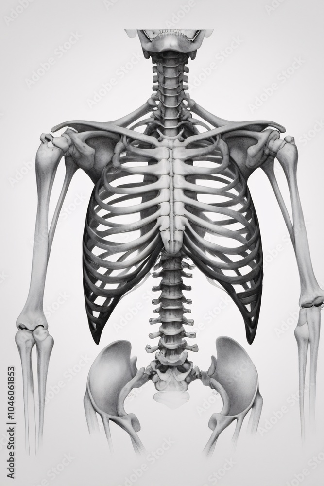 Ilustración de Stock Skeleton, anatomy, bones, ribcage, skull, spine ...