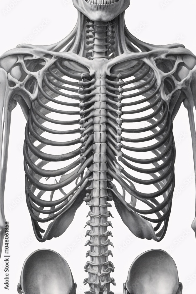 Skeleton, anatomy, bones, ribcage, skull, spine, vertebrae, thorax ...
