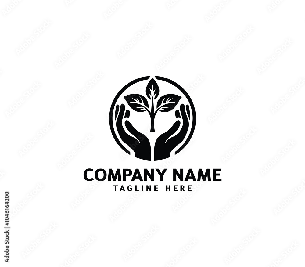 Vector healing hands logo with tree. Tree hand logo concept. Eco ...