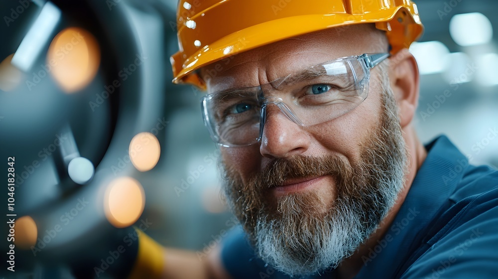 Factory engineer expertly bending metal tubing with a hydraulic tube bender ensuring high ...