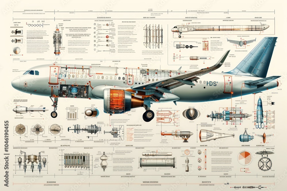 A detailed cutaway diagram of an Airbus A320, showing the aircraft's ...