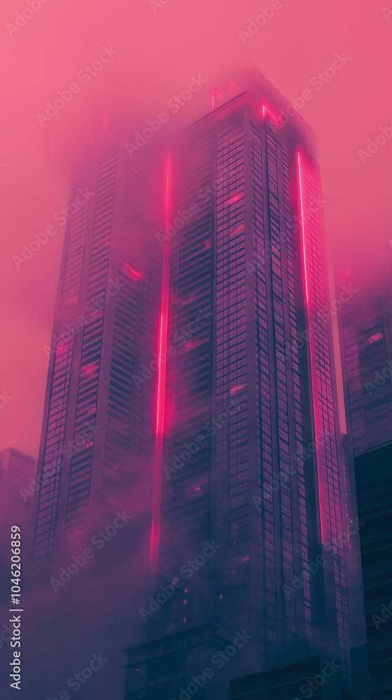 misty skyscraper building in city glass cage reflection skyline ...