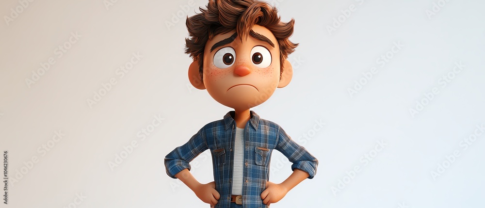 Dissatisfied cartoon figure with a frustrated expression, arms on hips ...