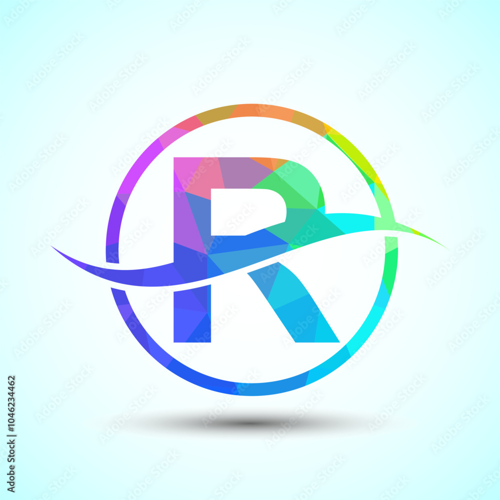 English alphabet R with swoosh or ocean wave logo design. Graphic ...