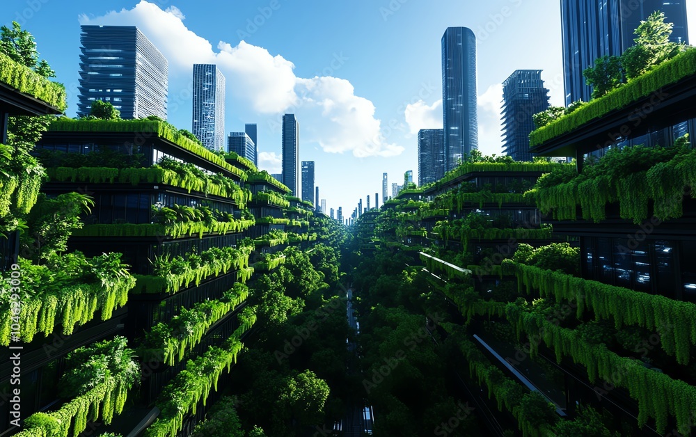 A sprawling futuristic complex with multiple smart buildings, all ...