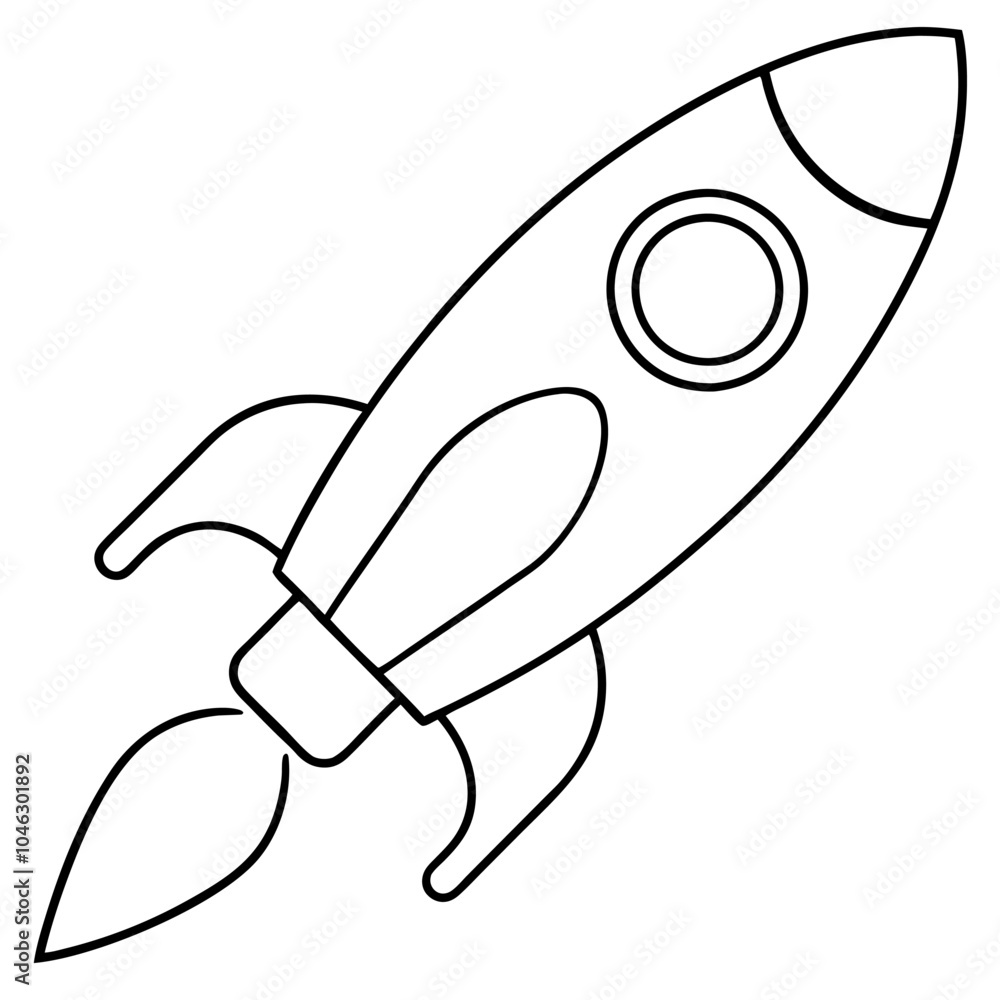 Rocket ship in space coloring page vector art illustration coloring ...