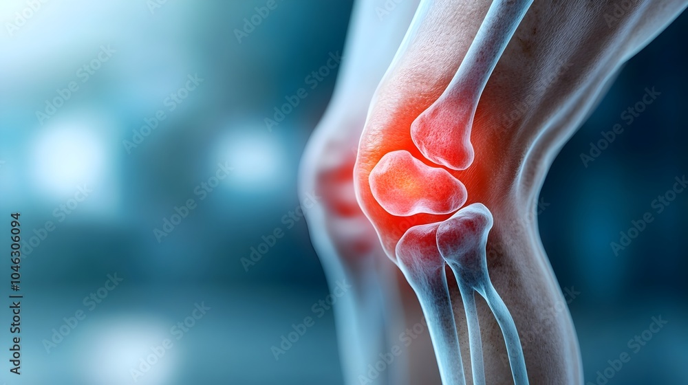 Detailed 3D X Ray Image Highlighting Painful Arthritic Knee Joint with ...