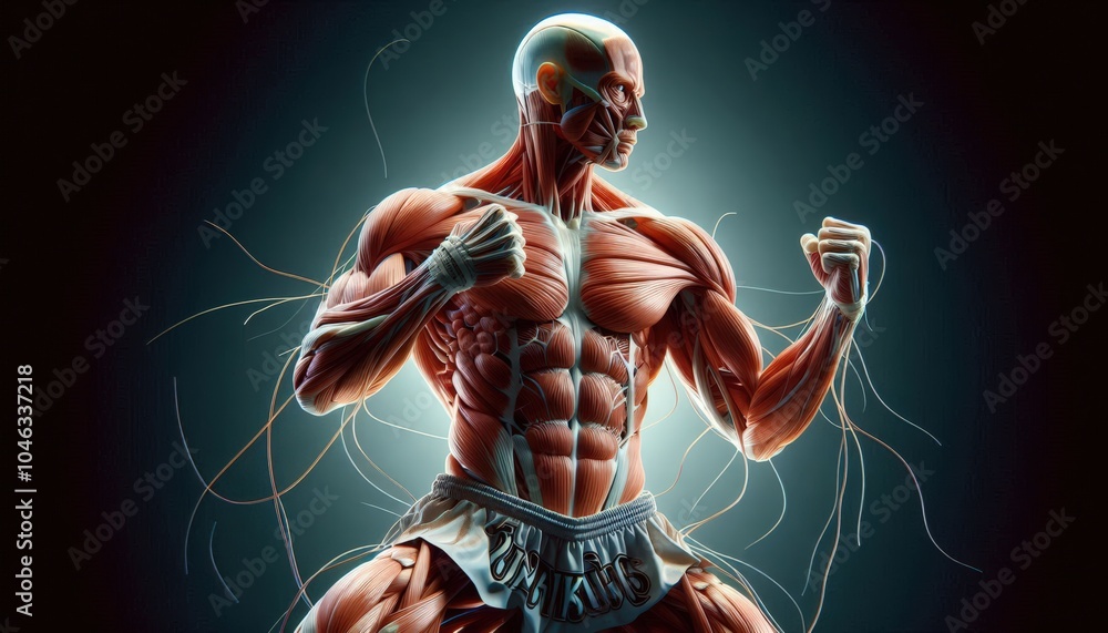 Anatomical Muscle Structure with Dynamic Pose Stock Illustration ...