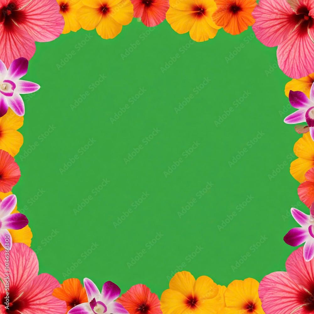 flower frame on green screen background. Purple green screen background ...