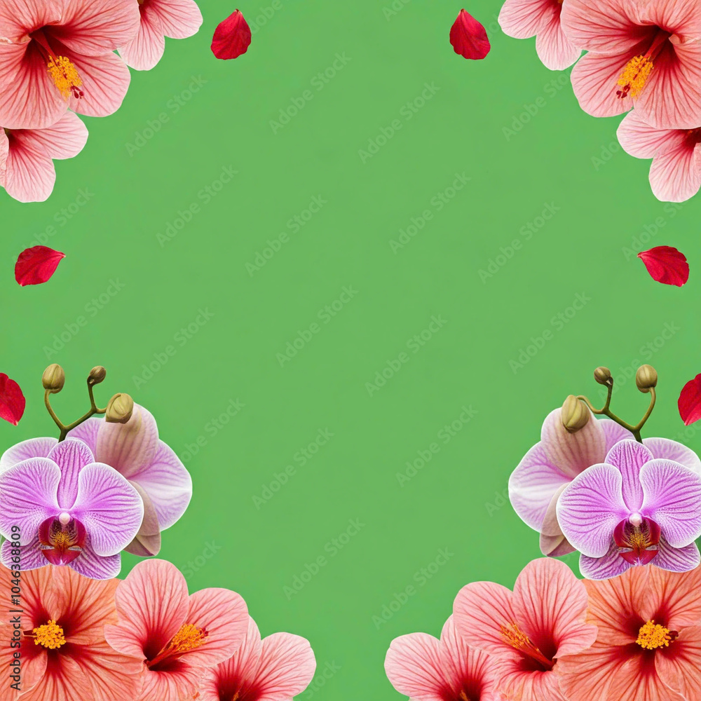 flower frame on green screen background. Purple green screen background ...