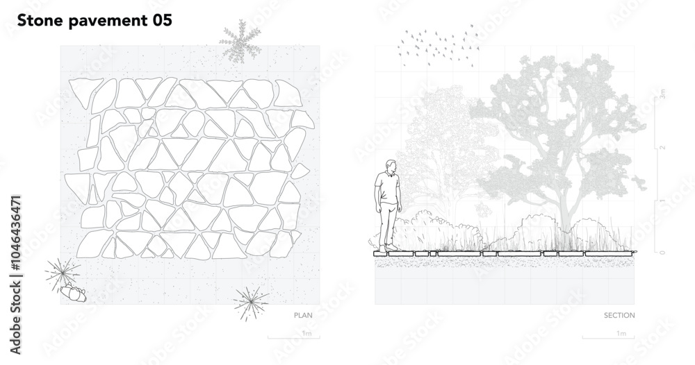 Architectural Drawings, Minimal style cad tree line drawing, Side view ...