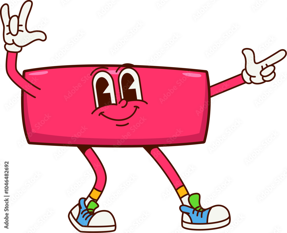 Cartoon math minus sign groovy character. Isolated vector cute and ...