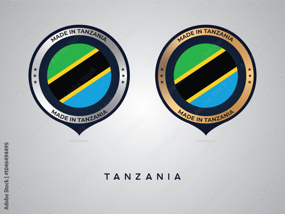 Made in Tanzania. labels, stickers, pointer, badge and symbol of ...