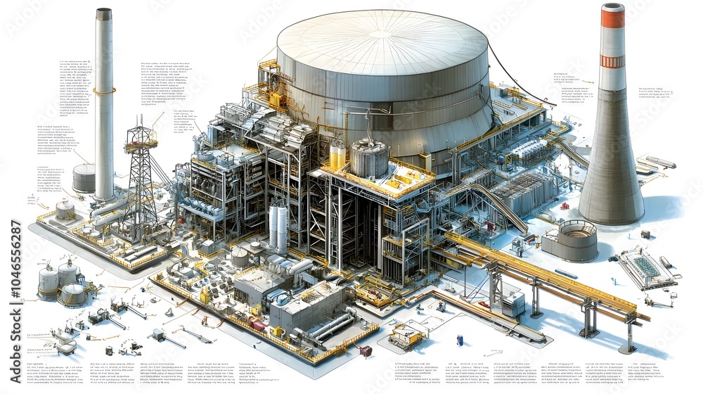 Detailed cross section of a small modular reactor SMR nuclear power ...
