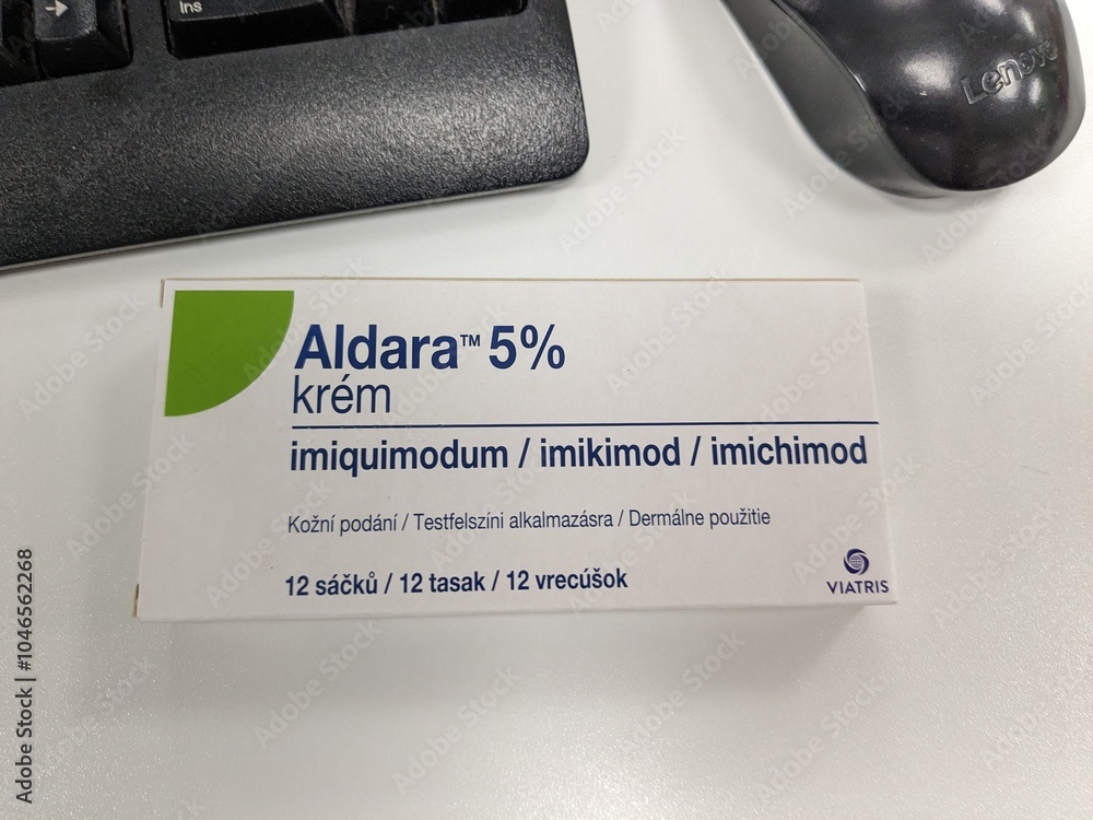 Prague,Czech Republic-October 9 2024: Aldara by MEDA contains IMIQUIMOD ...