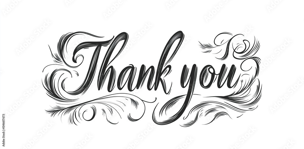 Cute Handwritten "Thank You" in Cursive Vector Art, Simple Design on ...