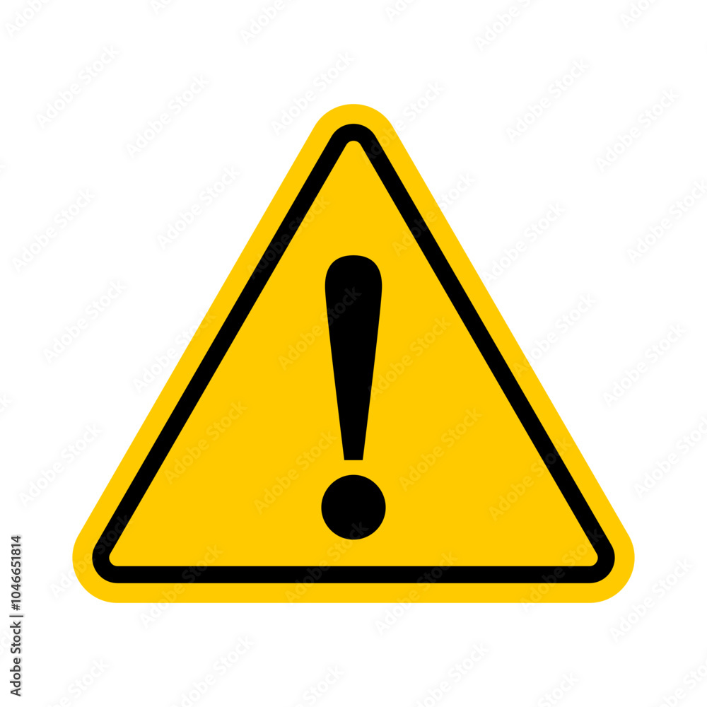 Warn sign with exclamation mark. Alert sign, attention mark, caution icon. Danger warning yellow ...