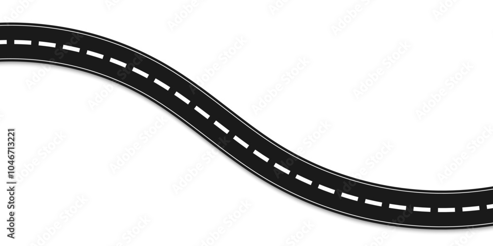 Top view on a curved highway road map. Roadmap diagram, Vector ...