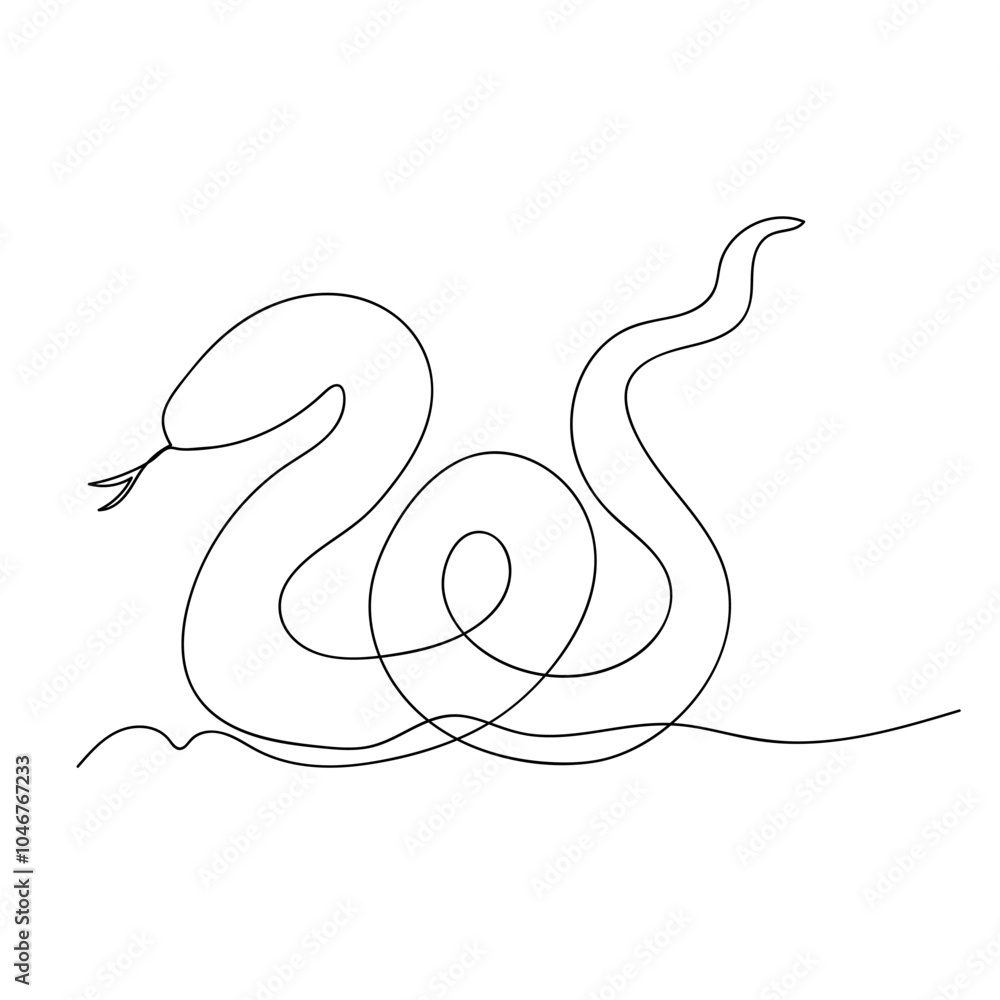Snake, symbol of the year in continuous line art drawing. Vector ...
