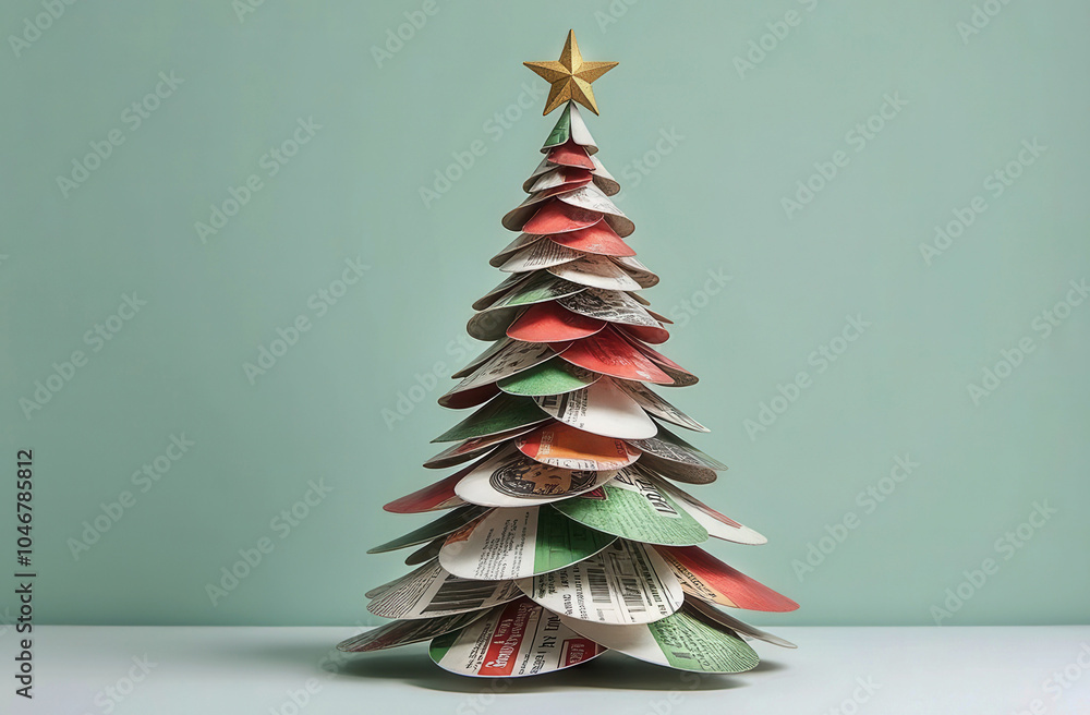 Handmade Christmas creative tree made from recycled paper: old ...