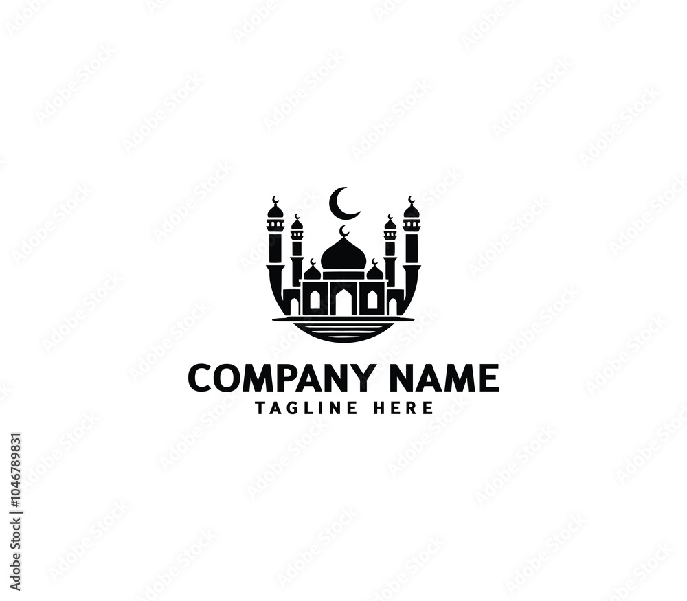Vector silhouette mosque silhouette logo. Masjid sings template ...