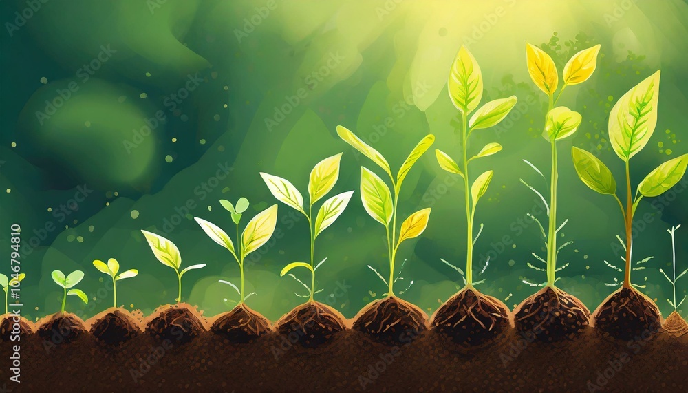 Illustration of plant growth stages from seed to mature plant ...